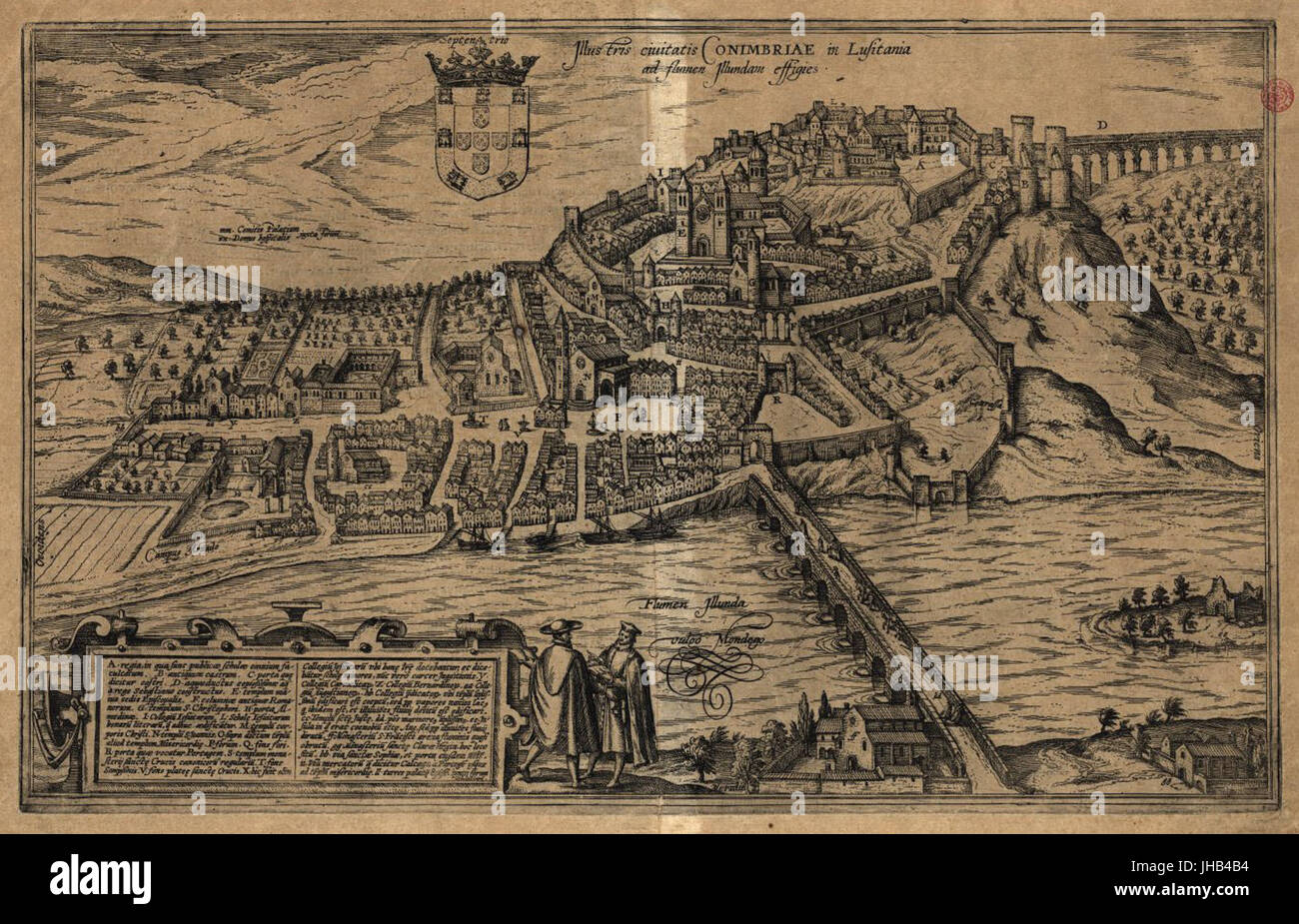 Illustris civitatis Comimbriae in Lusitania 1600 Georg Braun Stock ...