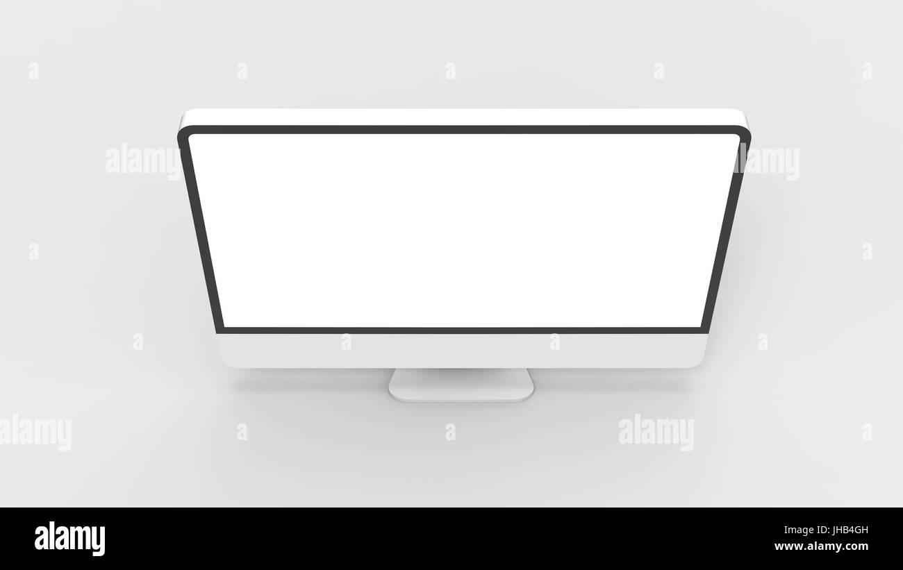 Modern blank monitor screen isolated on white background. 3D ...