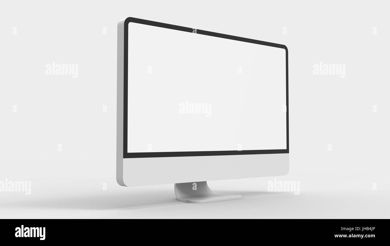Modern blank monitor screen isolated on white background. 3D ...