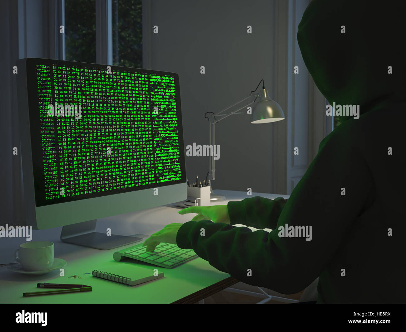 hacker stealing data from pc. 3d rendering Stock Photo - Alamy