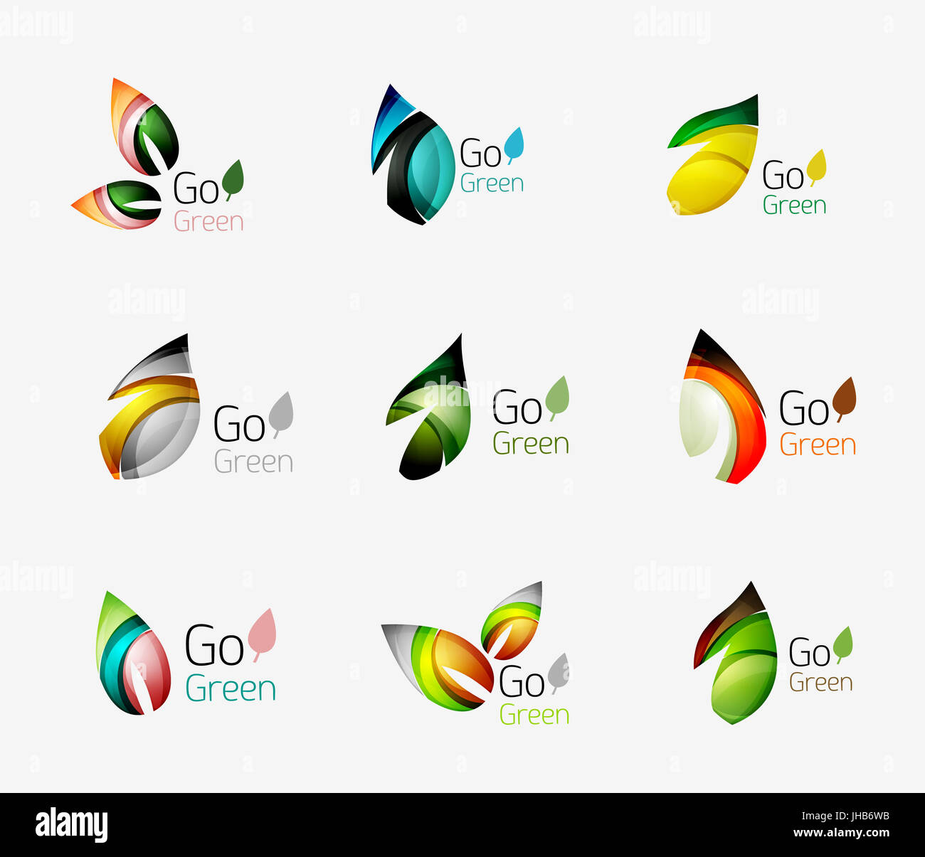 Set of leaf logos. illustration Stock Photo - Alamy