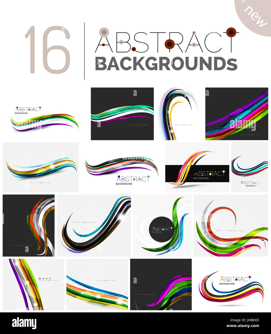 Collection of wave abstract backgrounds - color curve stripes and lines ...