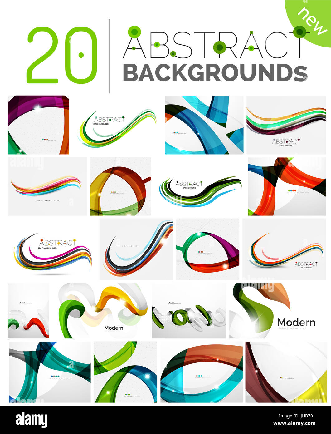 Collection of wave abstract backgrounds - color curve stripes and lines ...