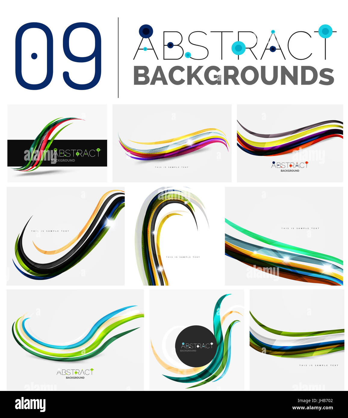 Collection of wave abstract backgrounds - color curve stripes and lines ...