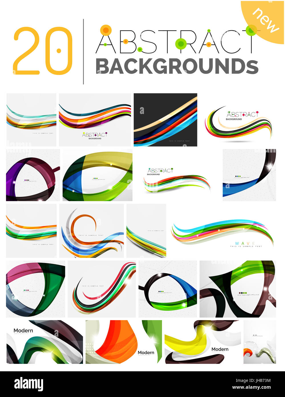 Collection of wave abstract backgrounds - color curve stripes and lines ...