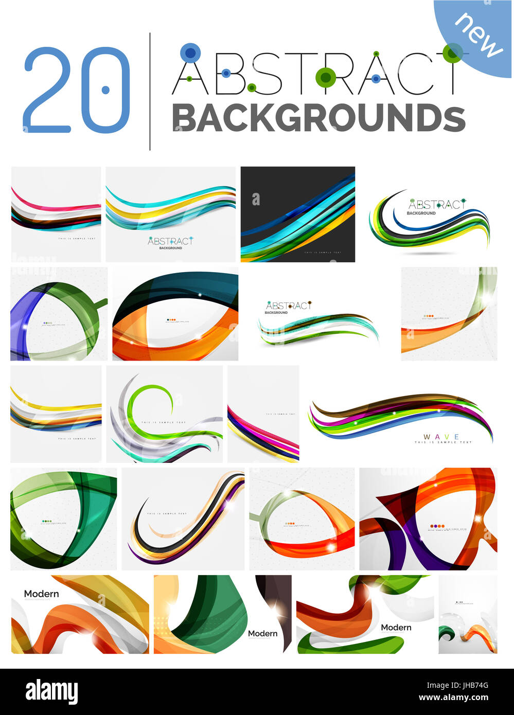 Collection of wave abstract backgrounds - color curve stripes and lines ...