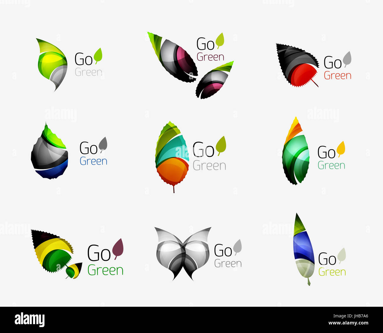 Set of leaf logos. illustration Stock Photo - Alamy