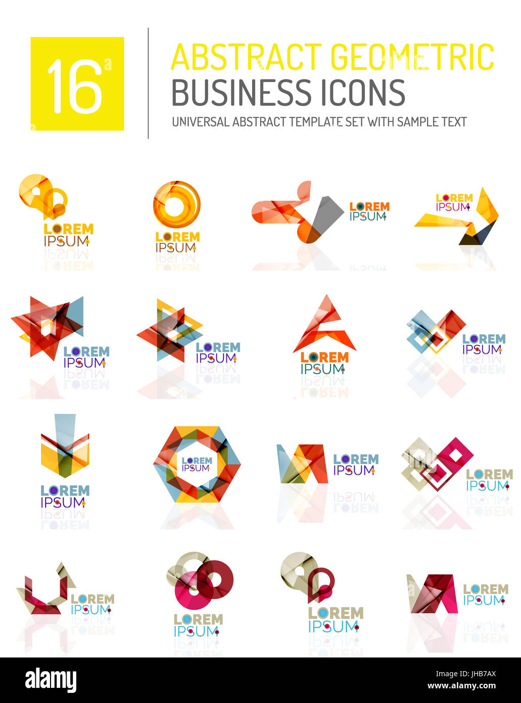 Abstract geometric business logo icon set. Colorful geometrical figure ...