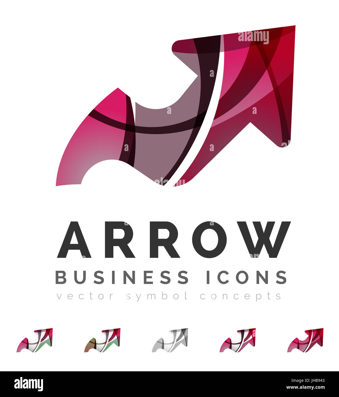 Set of arrow logo business icons. Created with overlapping colorful ...