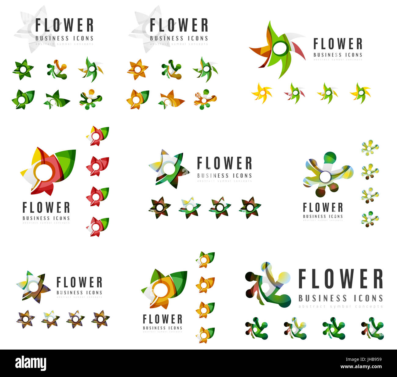 Set of company logotype branding designs, flower blooming concept icons ...