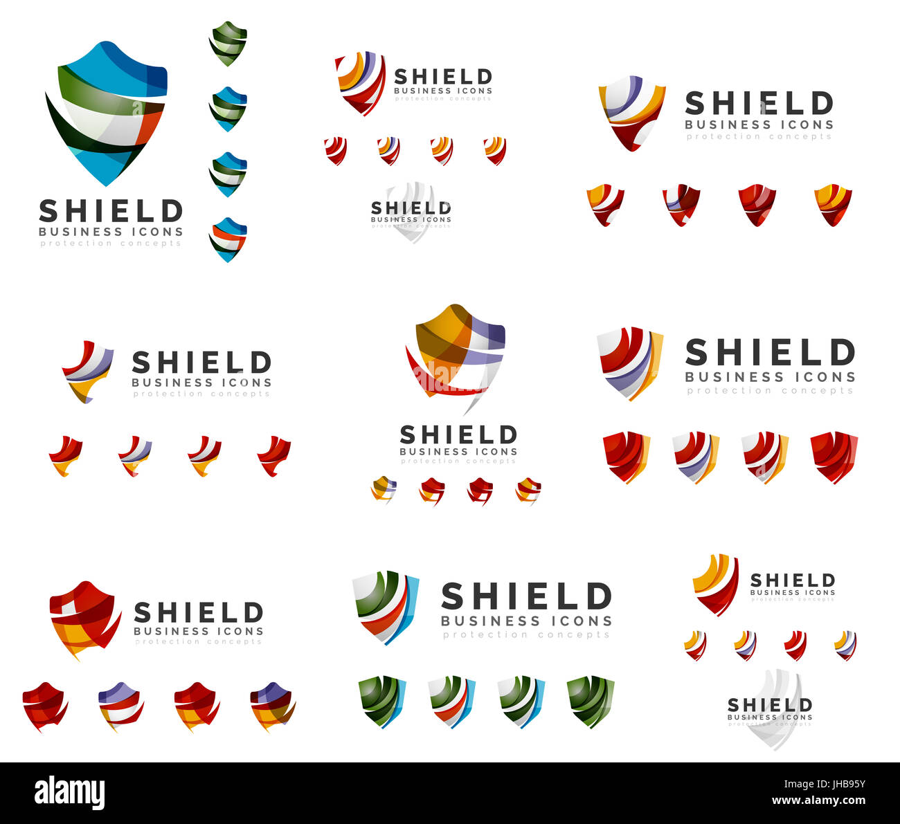 Set of company logotype branding designs, shield protection concept ...