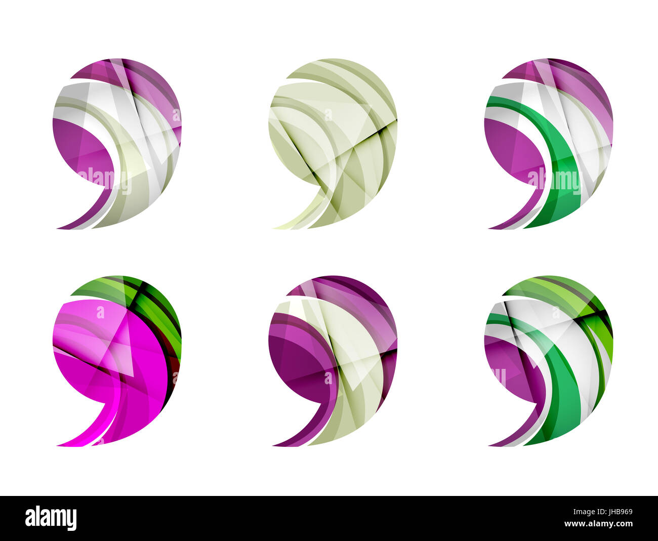 Set of abstract comma icon, business logotype concepts, clean modern ...