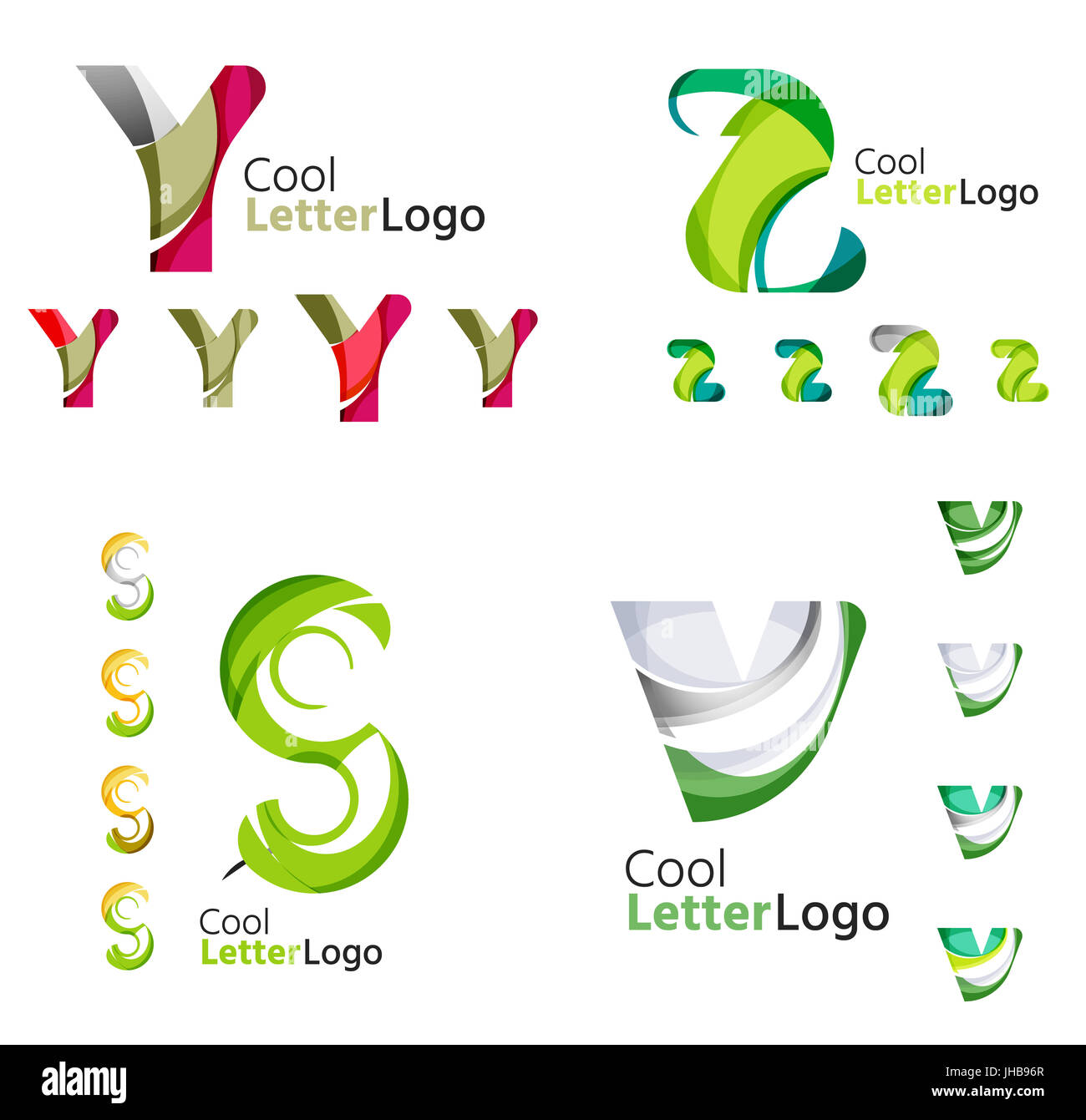 Letter business emblems, icon set. Design made of abstract overlapping ...