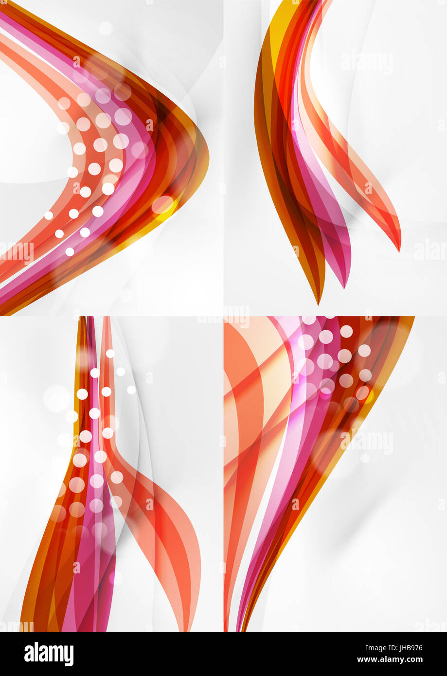 Set of abstract backgrounds. Curve wave lines with light and shadow ...