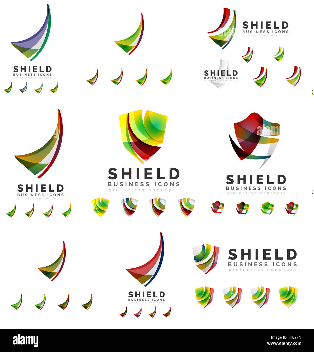 Set of company logotype branding designs, shield protection concept ...