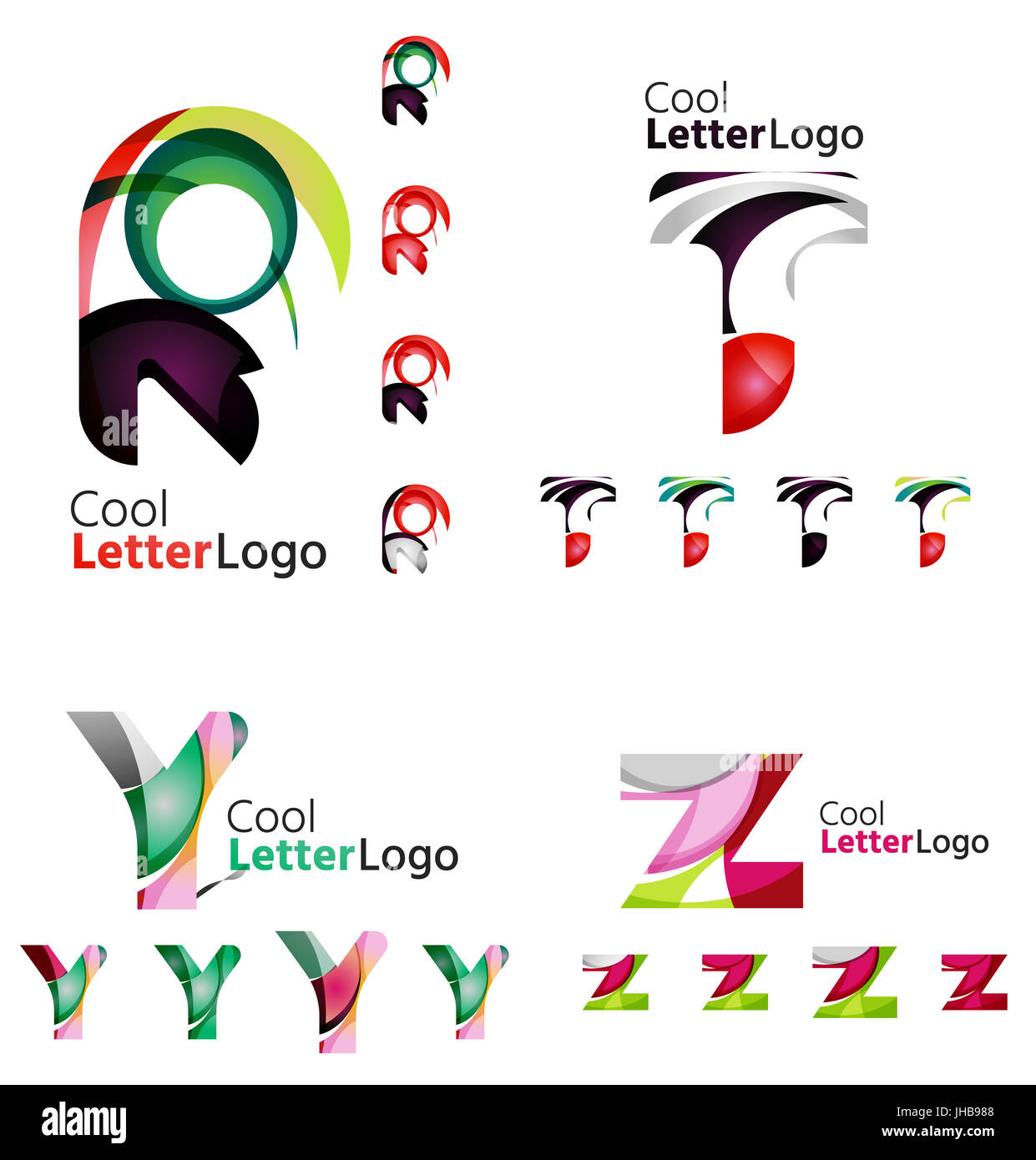 Letter business emblems, icon set. Design made of abstract overlapping ...