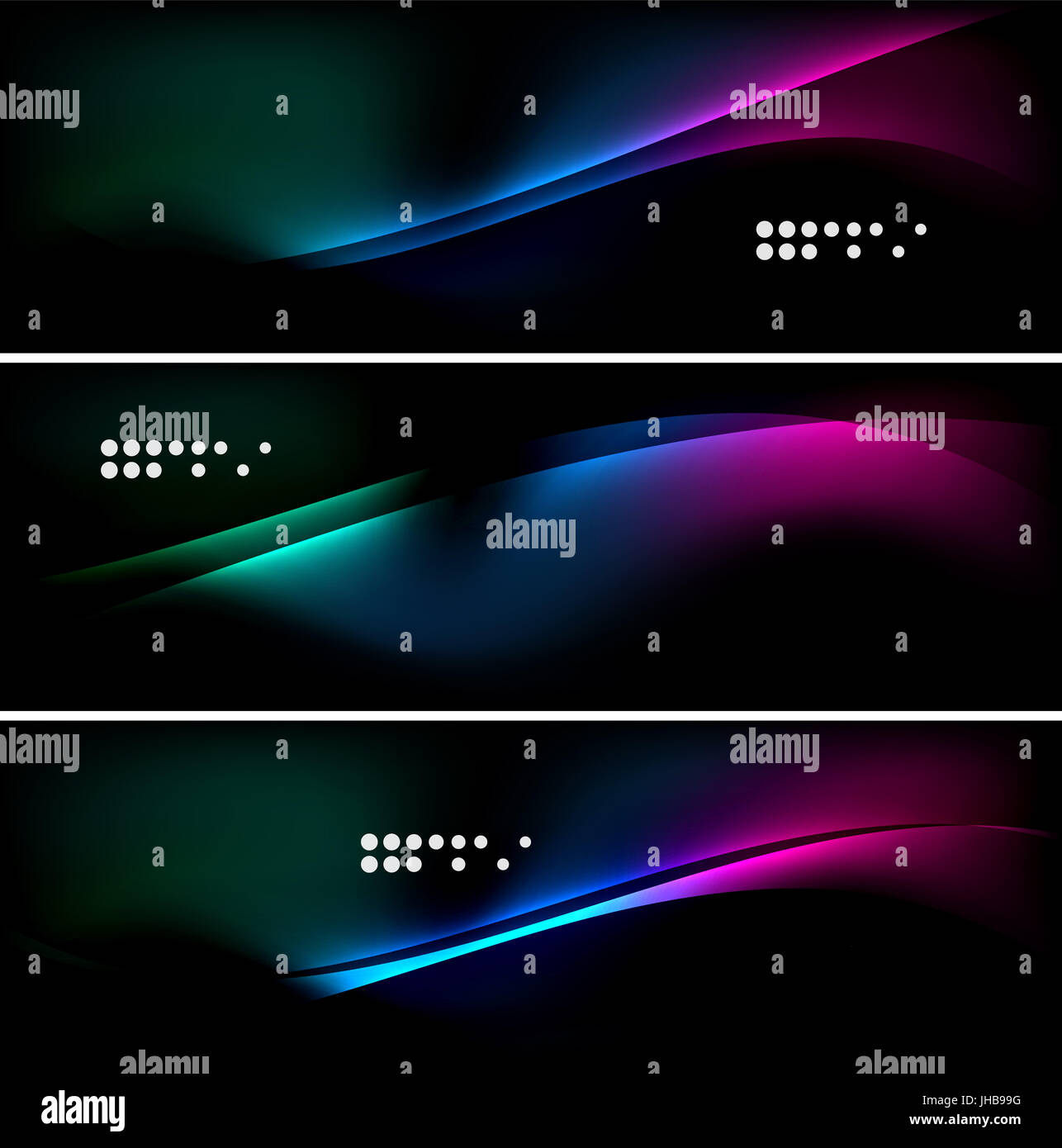 Set of banner, header backgrounds with place for your message. Glowing ...