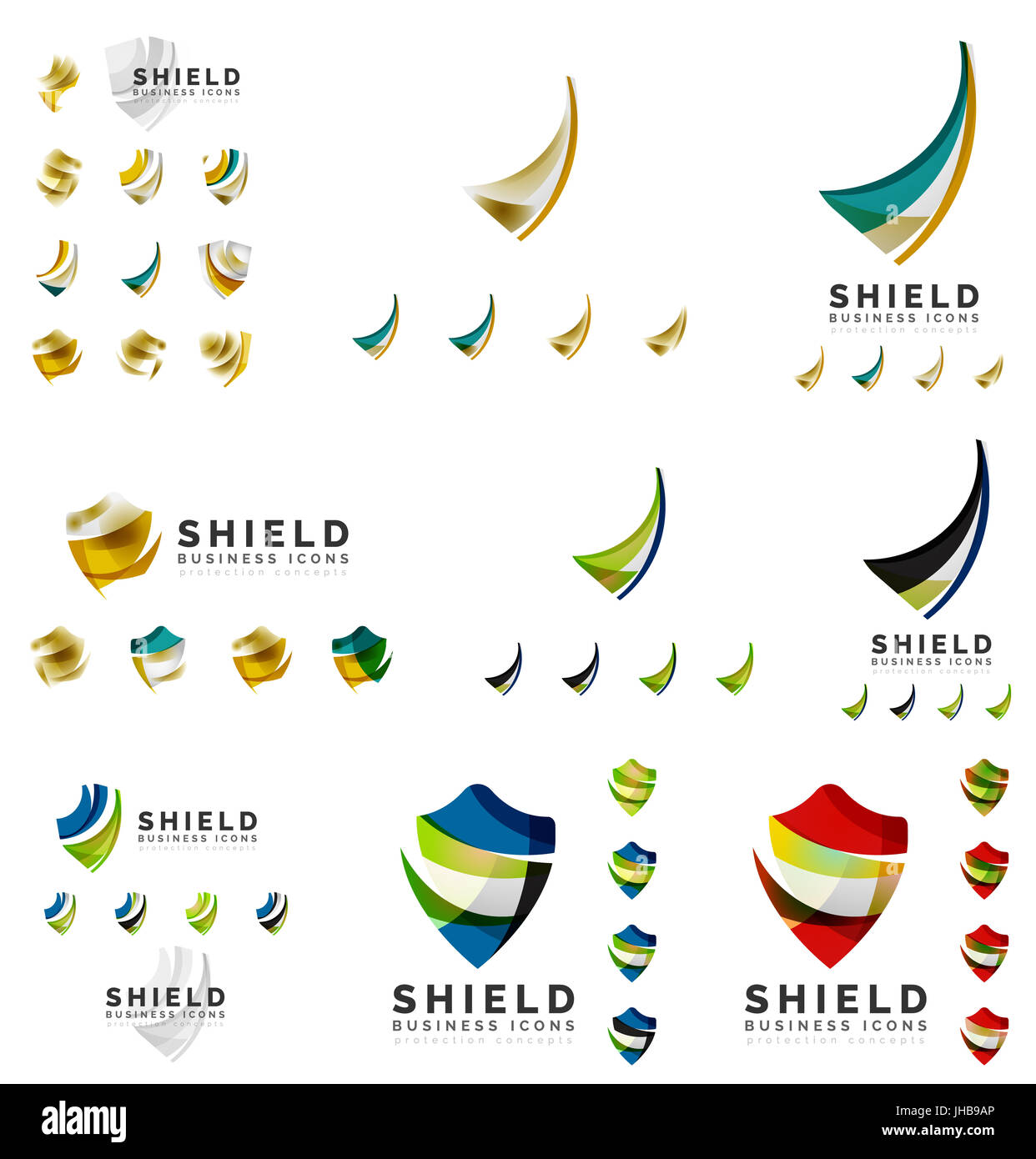 Set of company logotype branding designs, shield protection concept ...