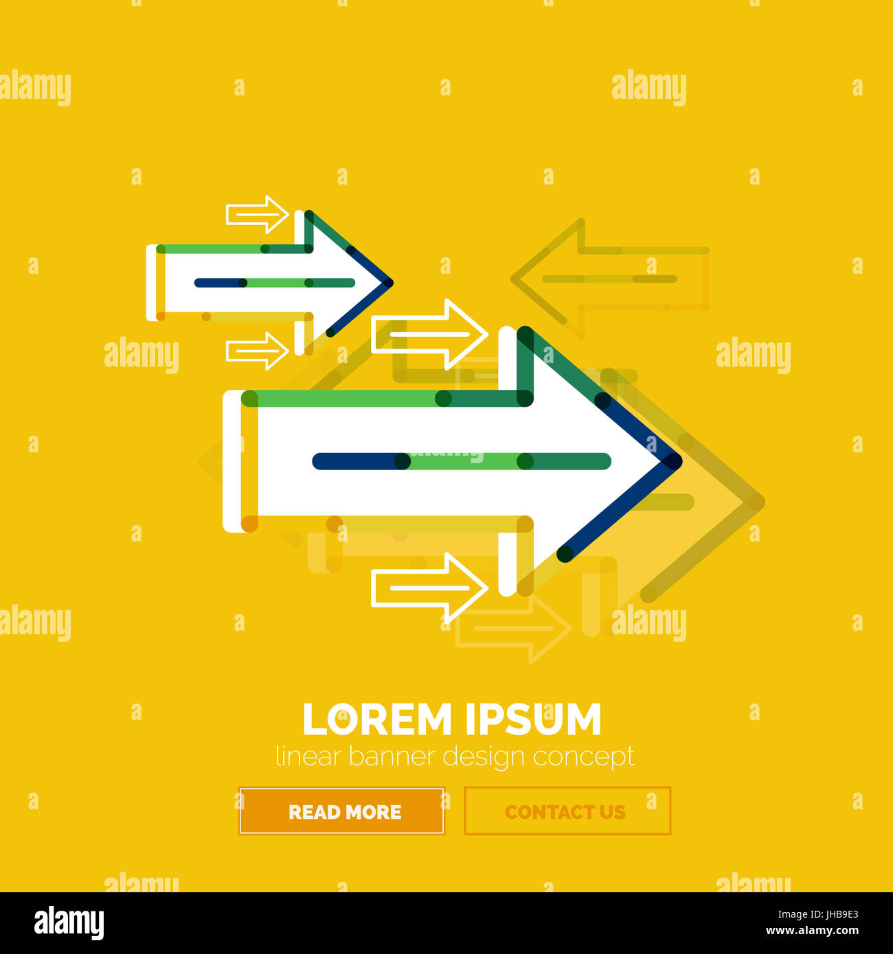 Abstract square banner template with arrows, linear design style ...