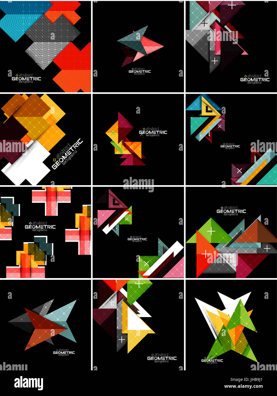 Vector geometrical banner set - paper style elements for infographic ...