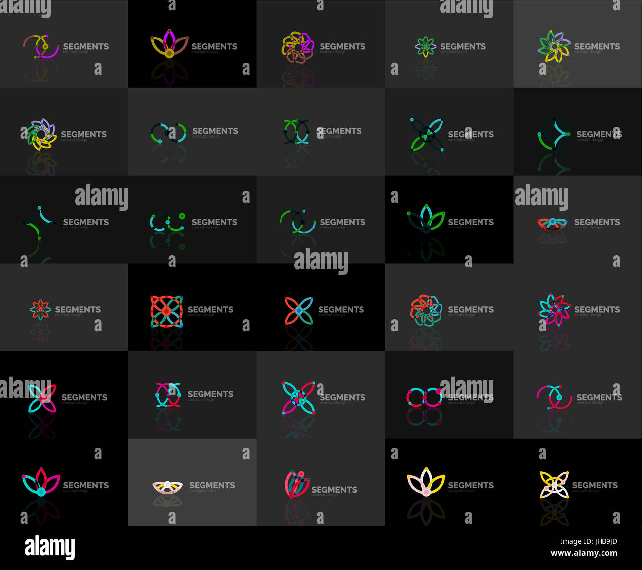 Set of linear abstract logos. Swirl, circle, infinity loop and other ...