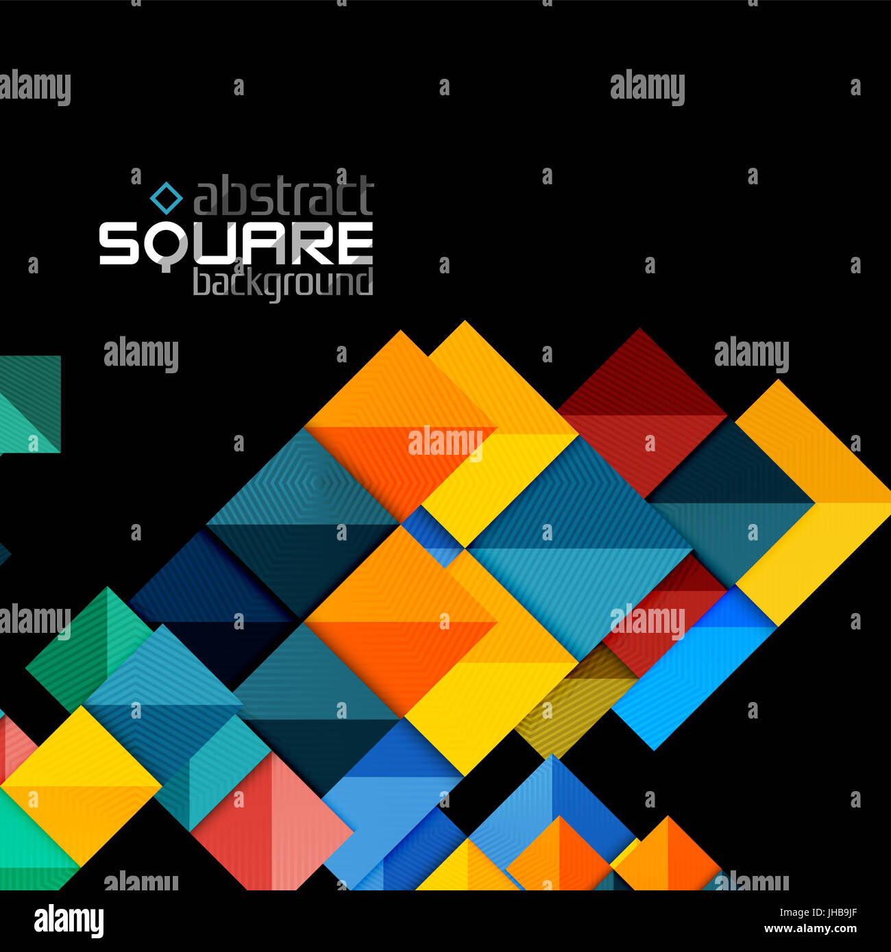 Glossy color squares on black. Geometric abstract background for your ...