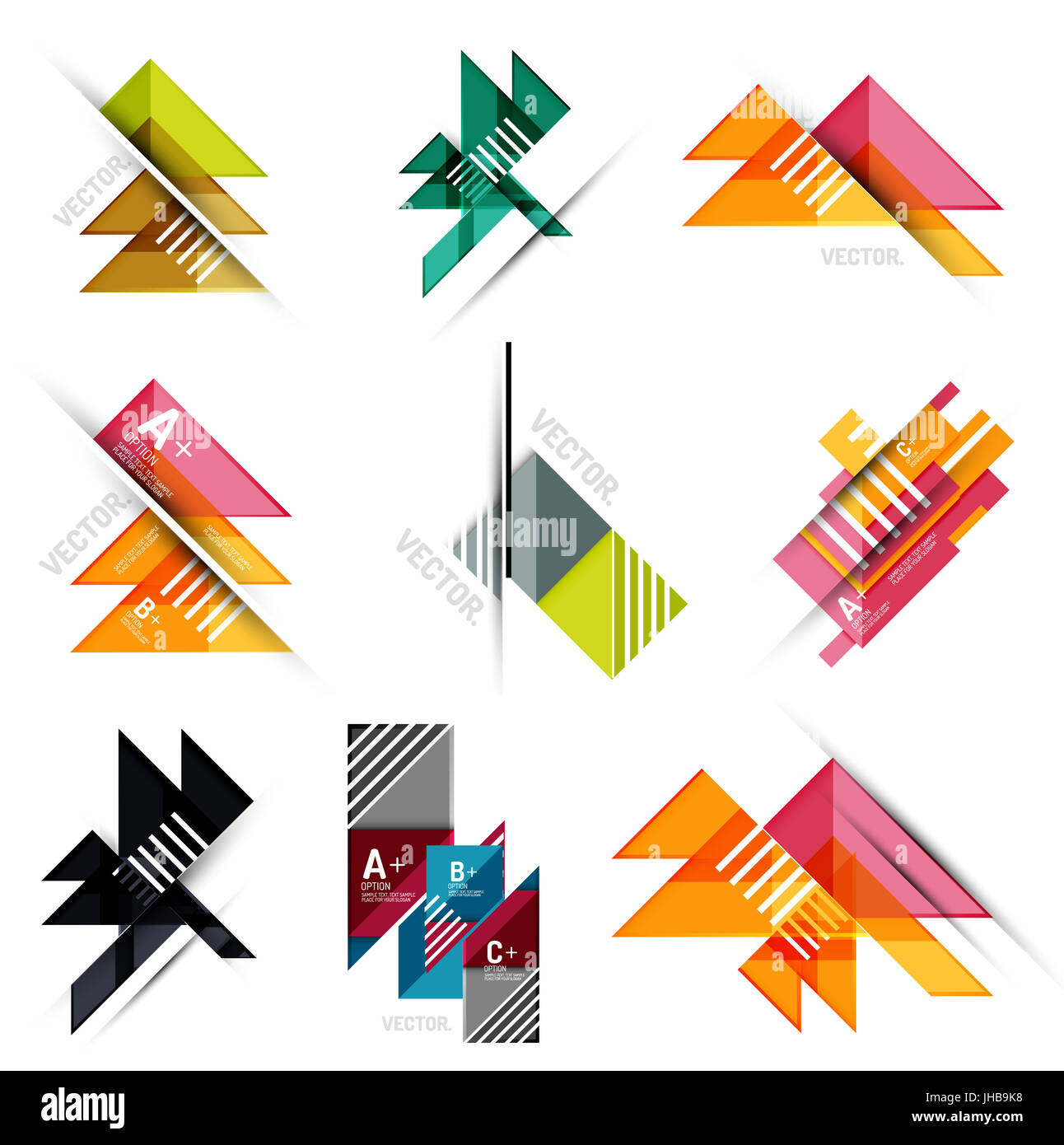 Set of paper design style geometrical banner templates with sample text ...