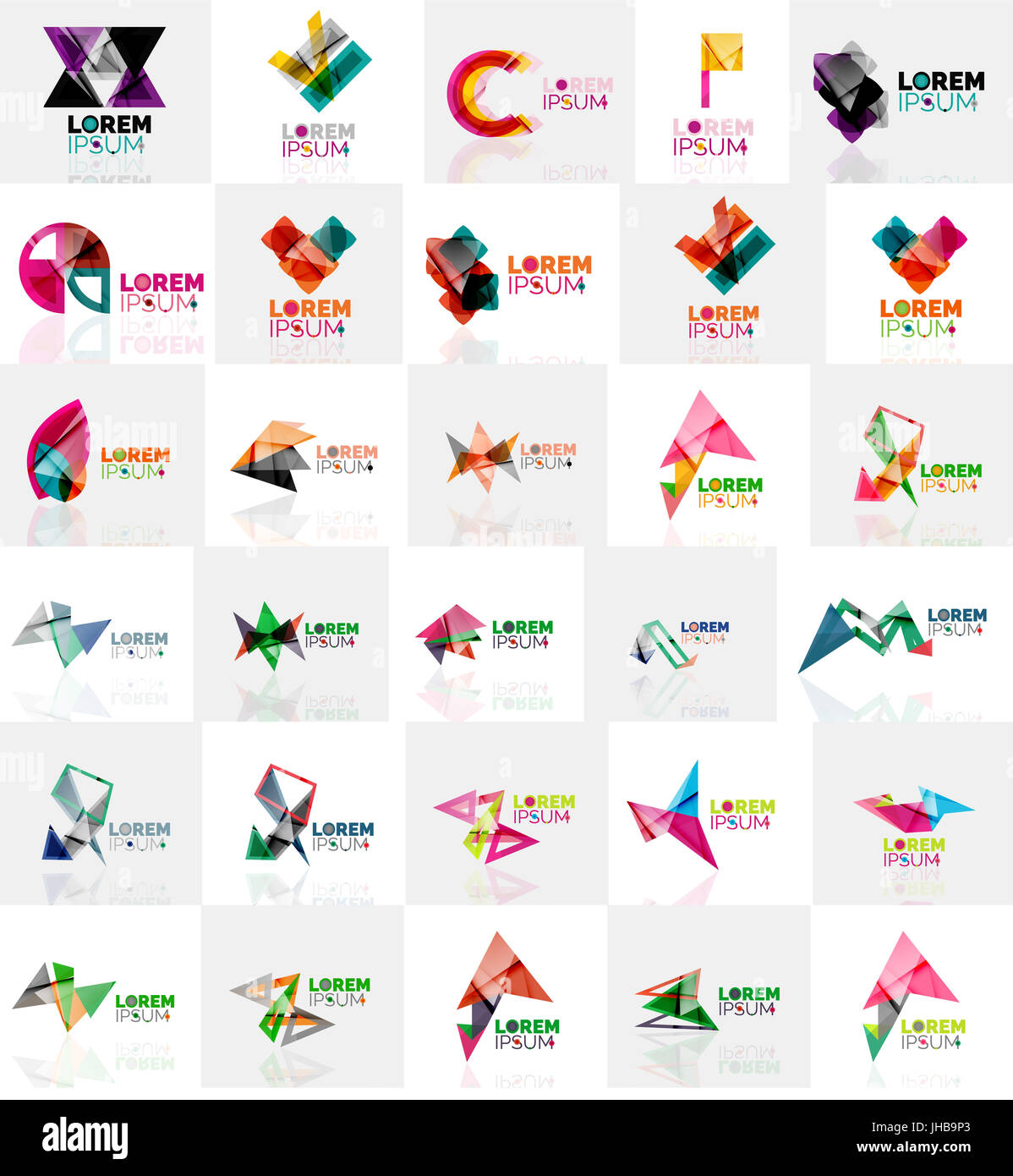 Collection of colorful abstract origami logos. Company universal ...