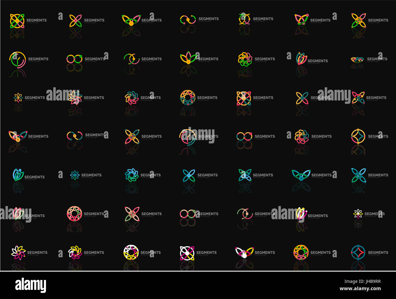 Set of linear abstract logos. Swirl, circle, infinity loop and other ...