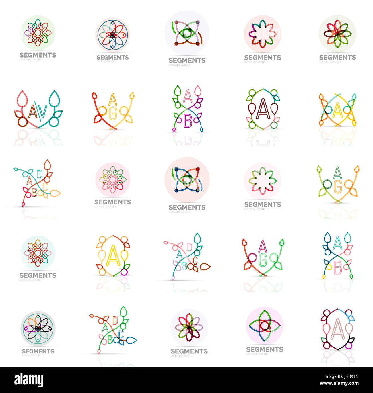 Linear abstract logos letters, swirls. Vector set Stock Photo - Alamy