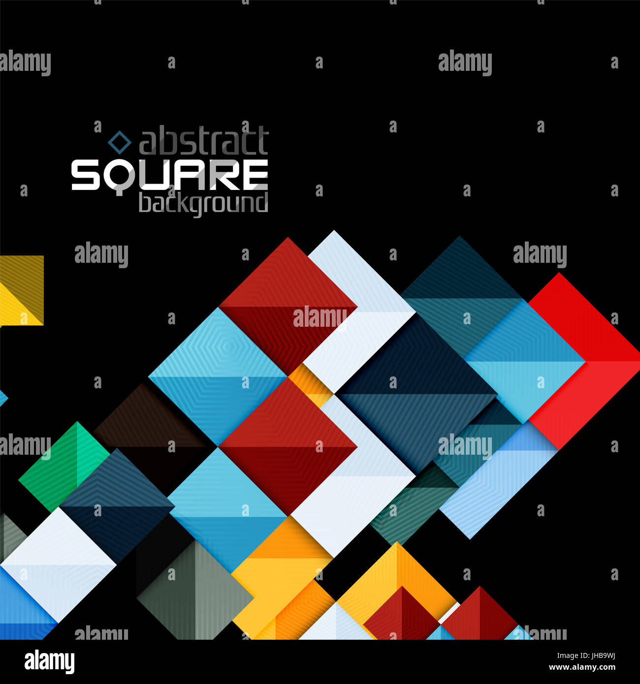 Glossy color squares on black. Geometric abstract background for your ...