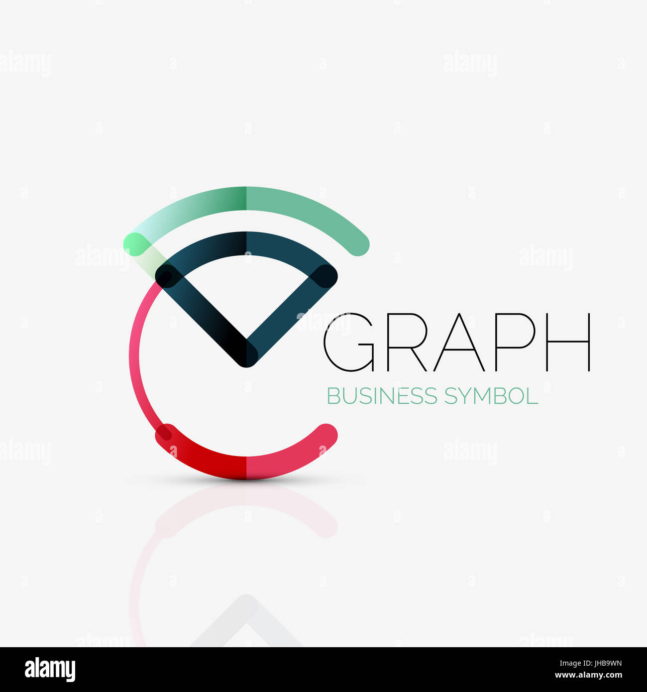 Vector abstract logo idea, linear chart or graph business icon ...