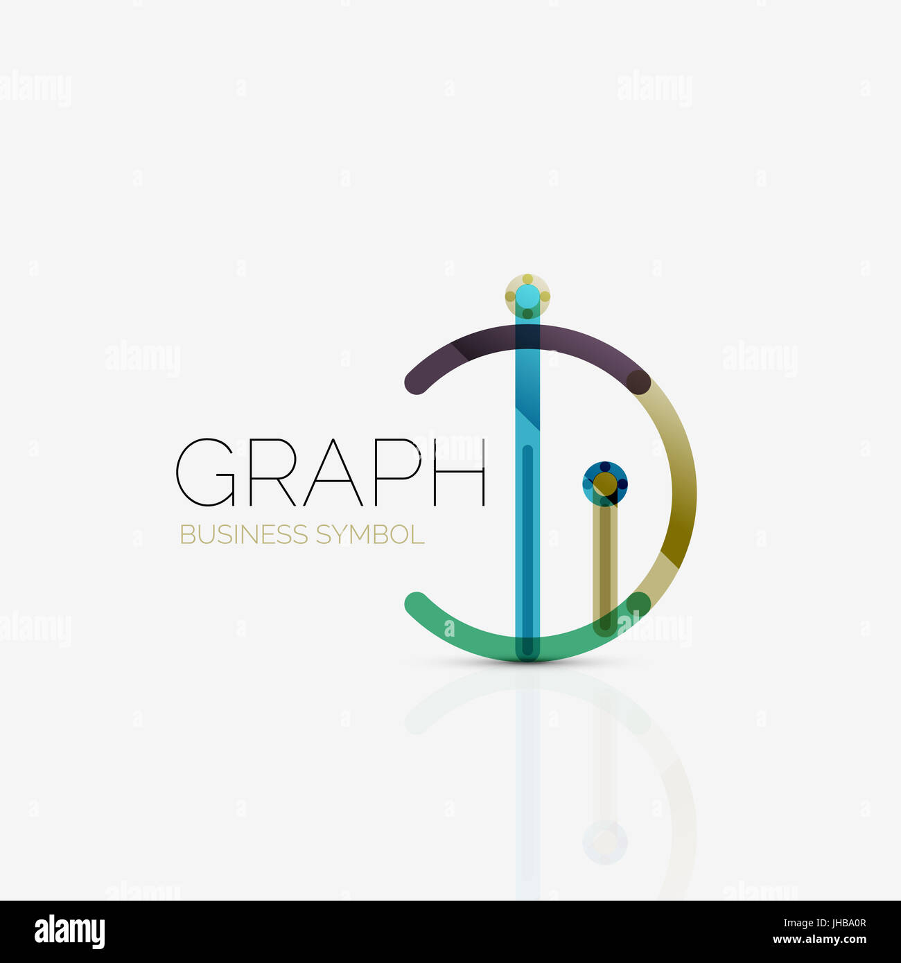 Vector abstract logo idea, linear chart or graph business icon ...