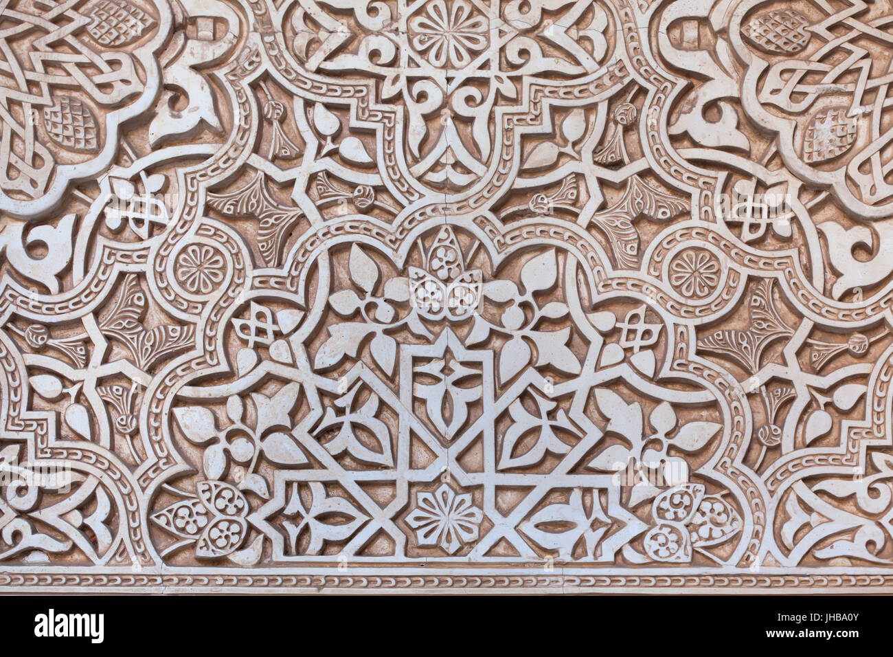 Arabesque wall decoration in the Patio of the Lions (Patio de los ...