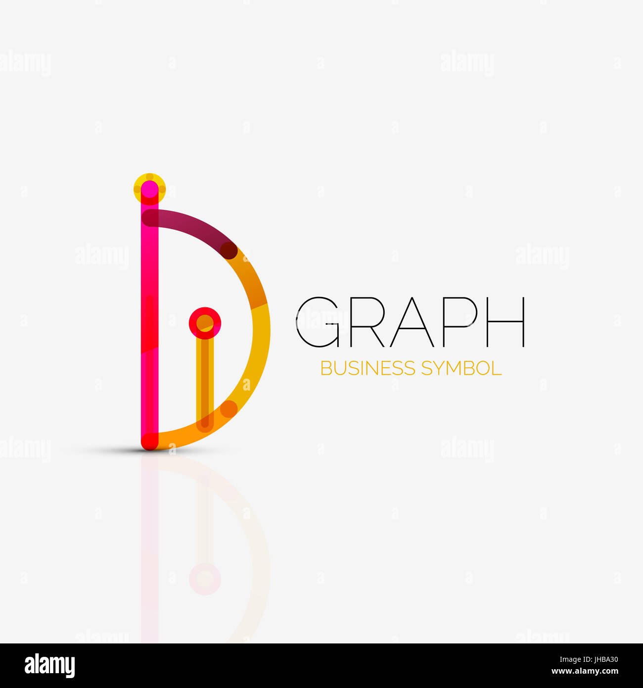 Vector abstract logo idea, linear chart or graph business icon ...