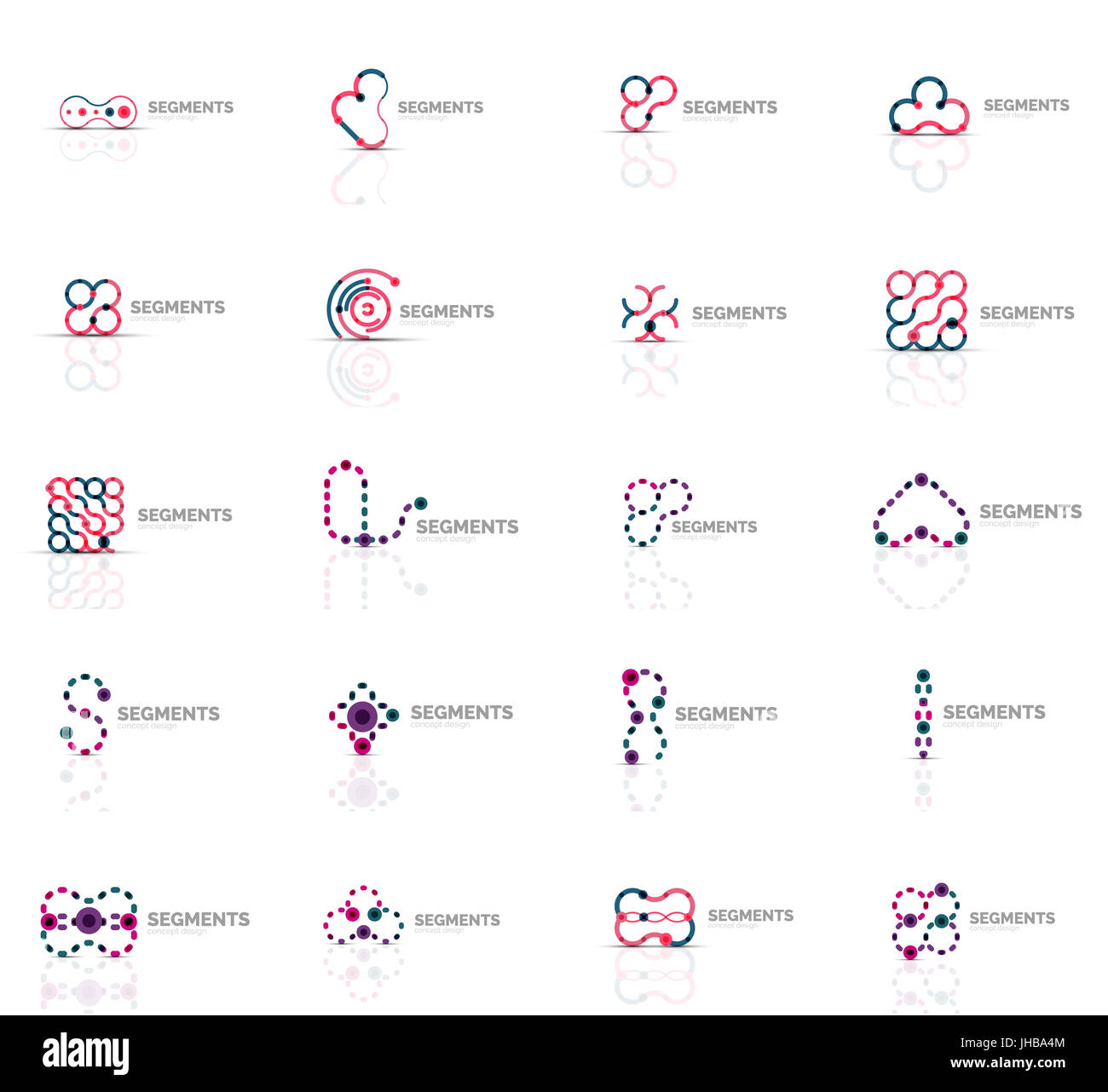 Set of linear abstract logos. Swirl, circle, infinity loop and other ...
