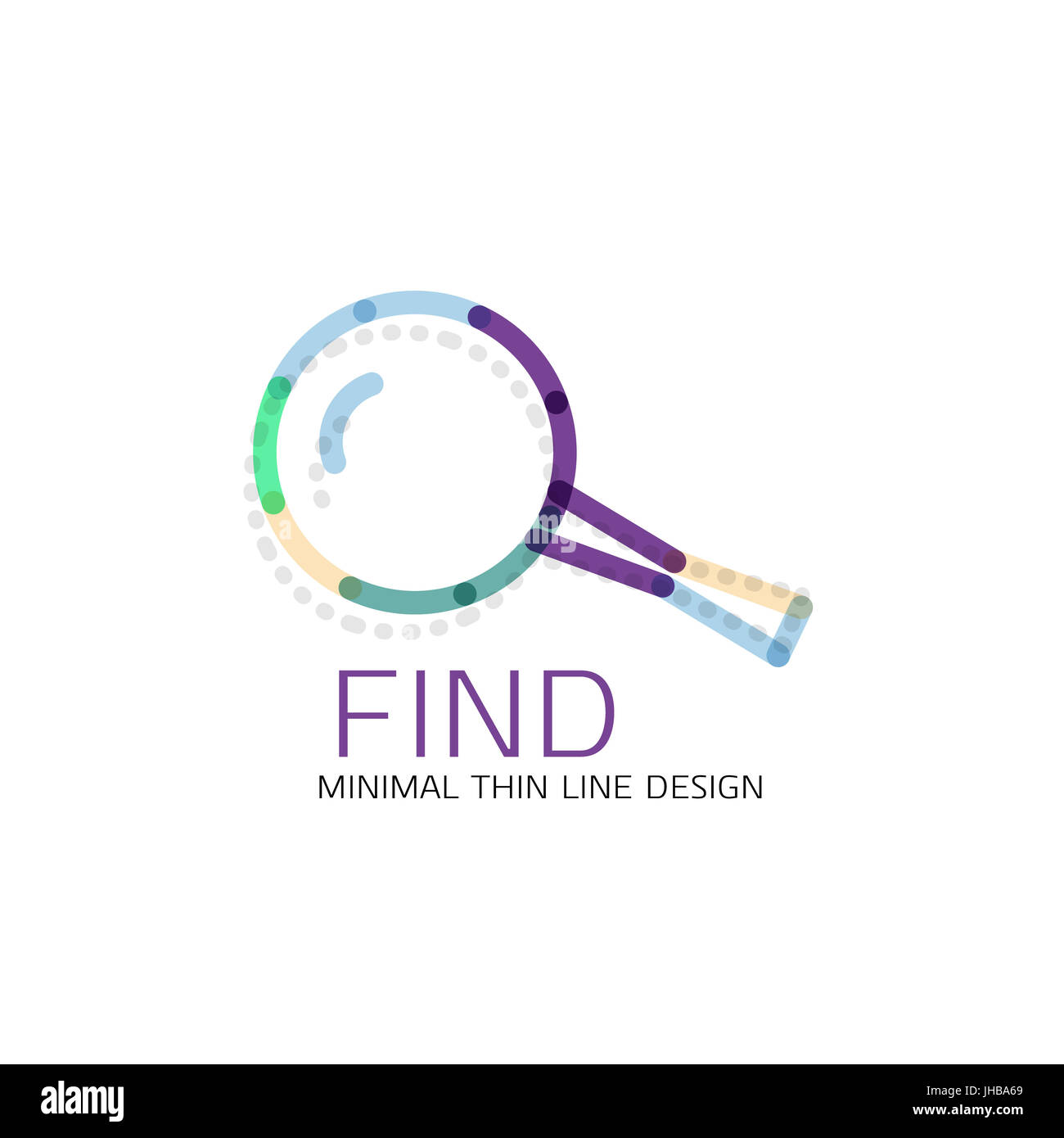 Vector thin line design logo magnifying glass, search and find or zoom ...