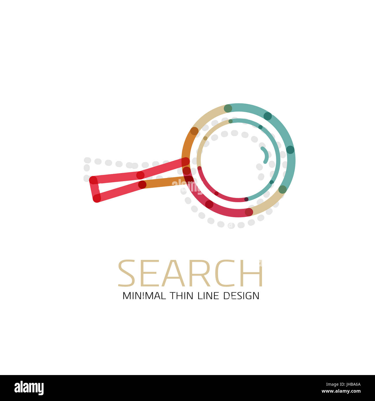 Vector thin line design logo magnifying glass, search and find or zoom ...