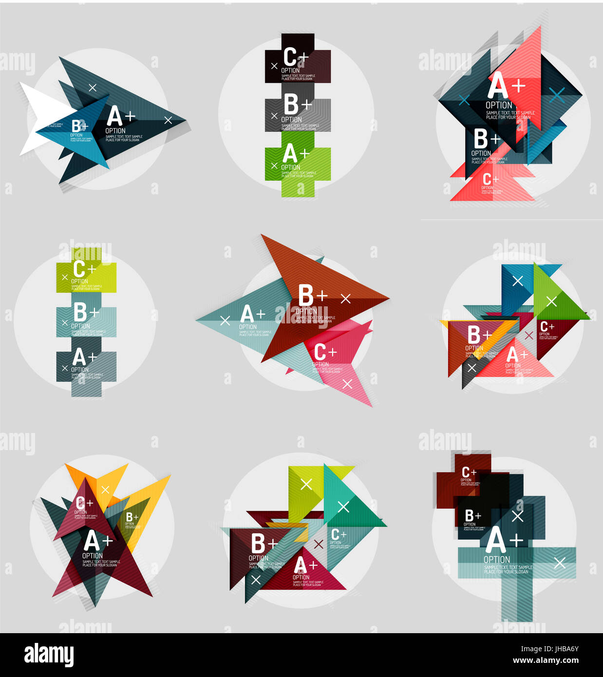 Vector geometrical banner set - paper style elements for infographic ...