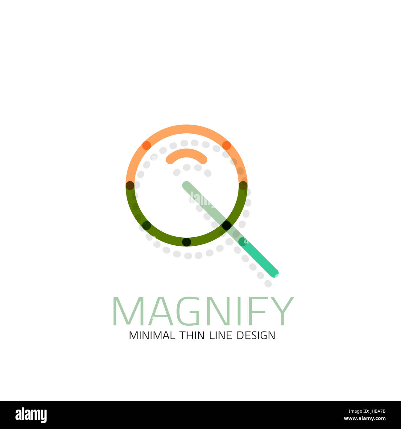 Vector thin line design logo magnifying glass, search and find or zoom ...