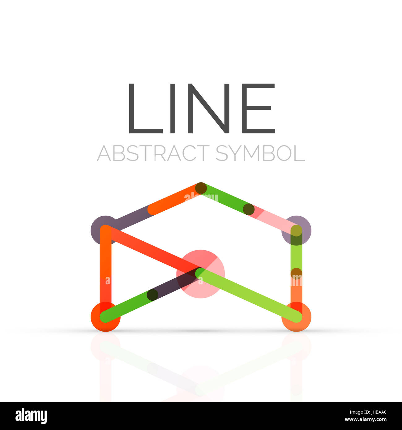 Linear abstract logo, connected multicolored segments of lines ...