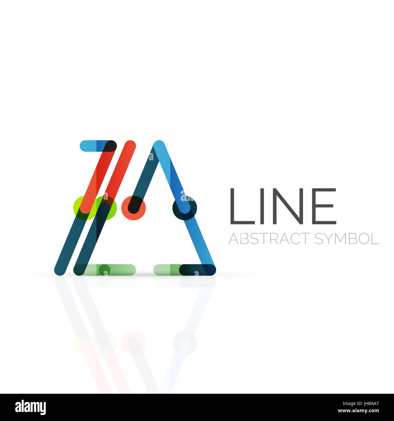 Linear abstract logo, connected multicolored segments of lines ...