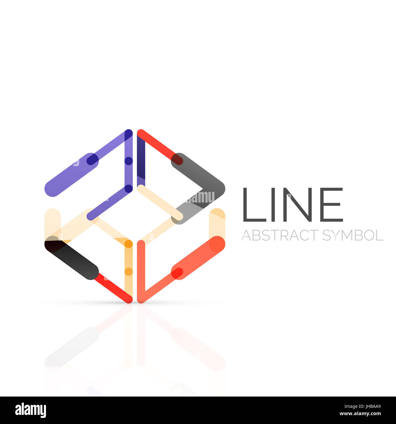 Linear abstract logo, connected multicolored segments of lines ...