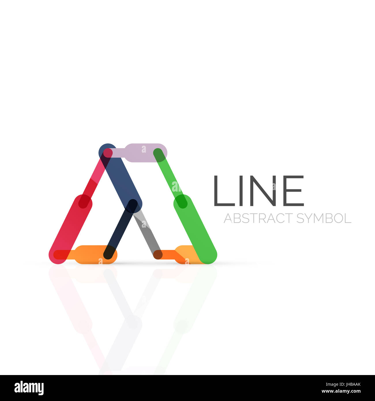 Linear abstract logo, connected multicolored segments of lines ...