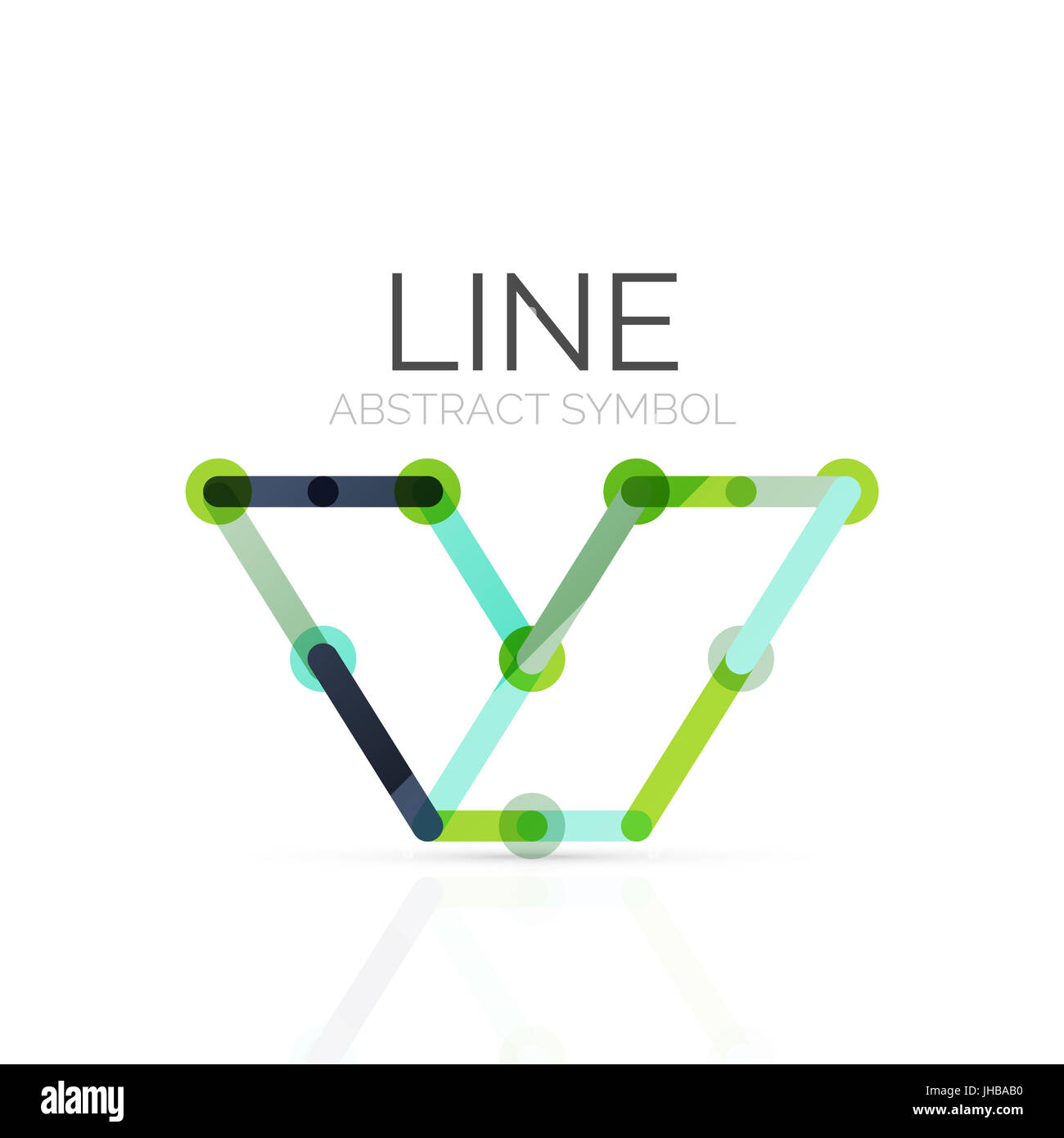 Linear abstract logo, connected multicolored segments of lines ...