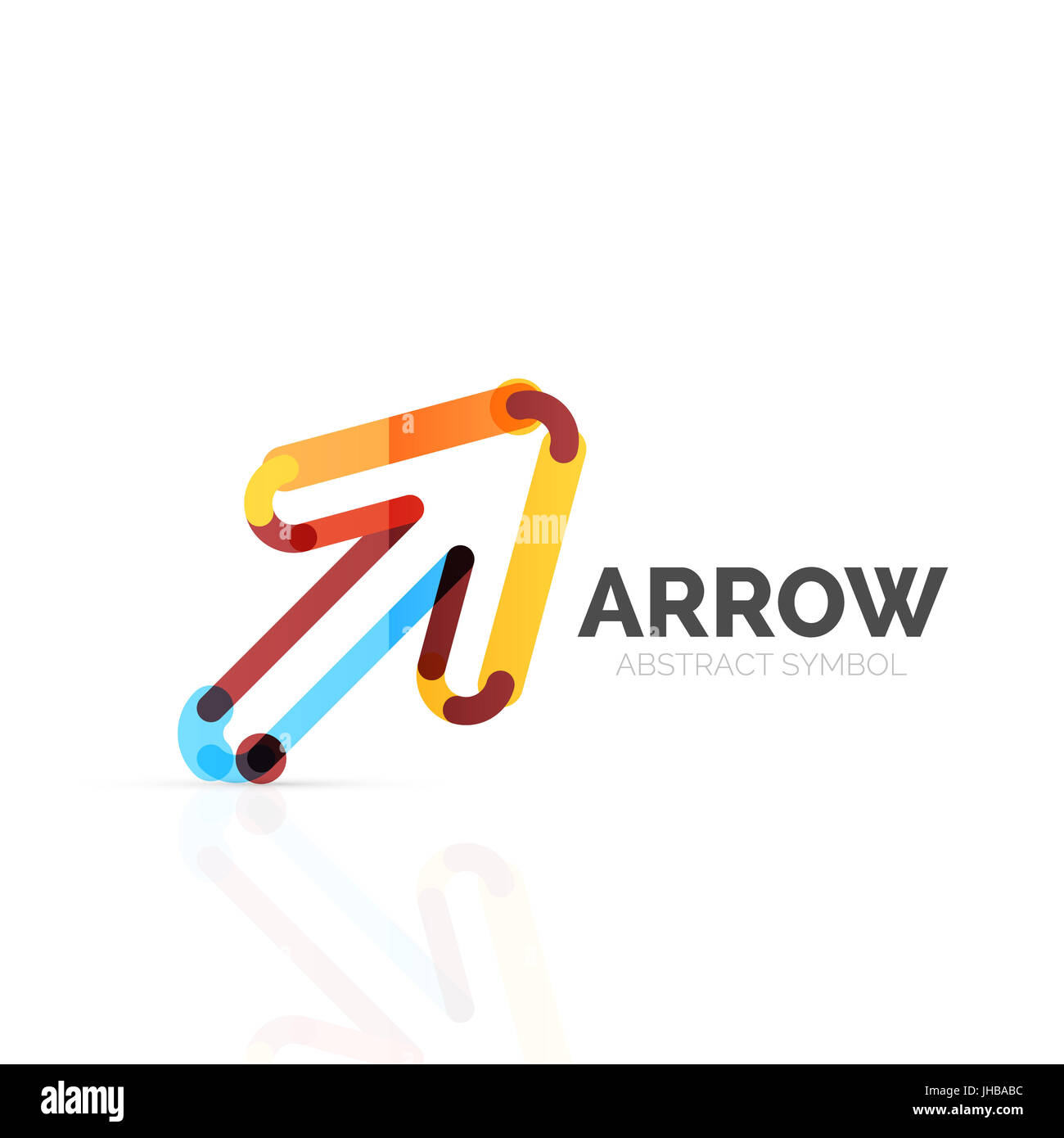 Linear arrow abstract logo, connected multicolored segments of lines in ...