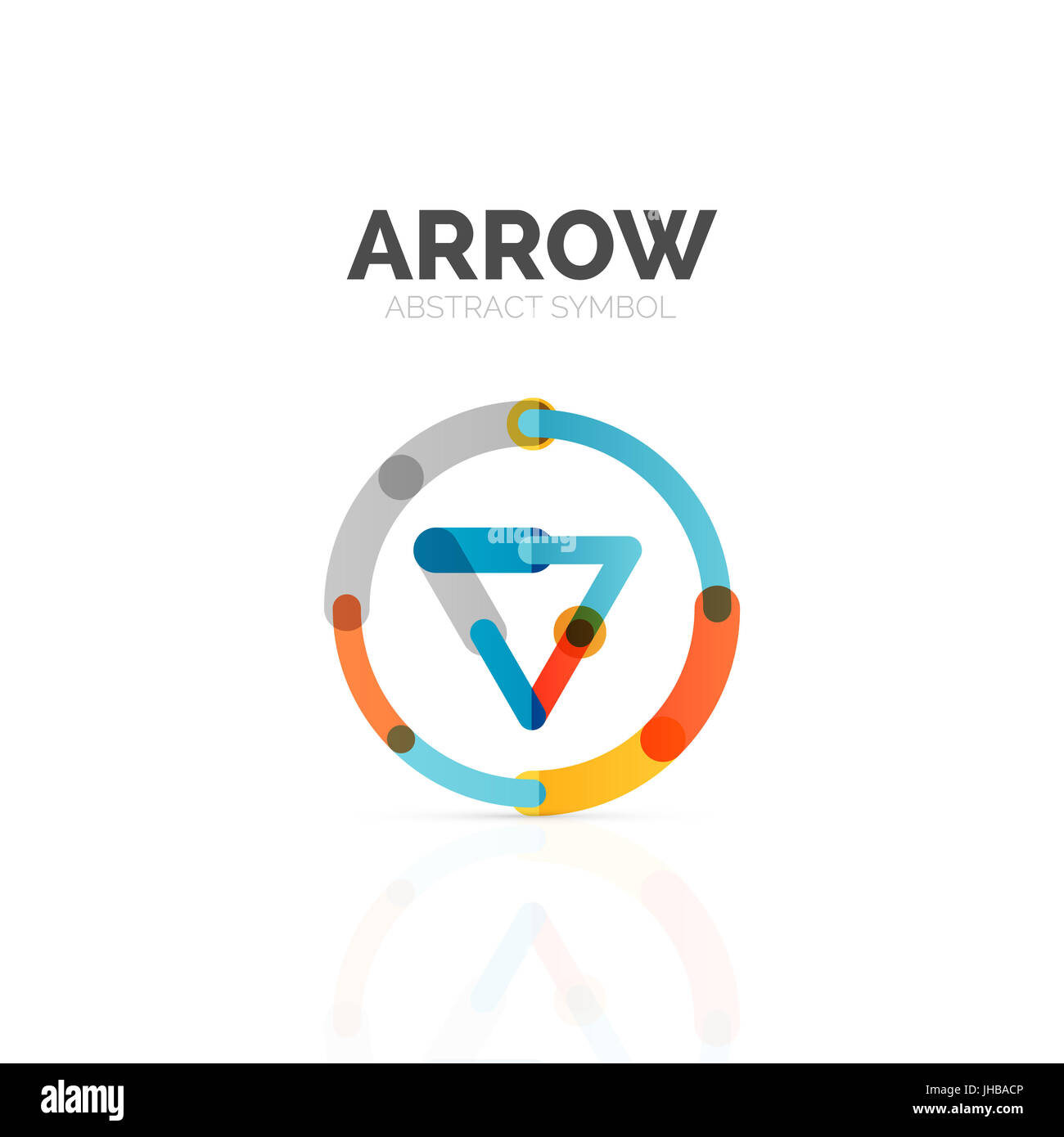 Linear arrow abstract logo, connected multicolored segments of lines in ...