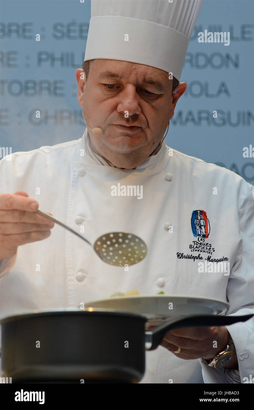 French Chef Christophe Marguin delivers public cooking lesson in Lyon ...