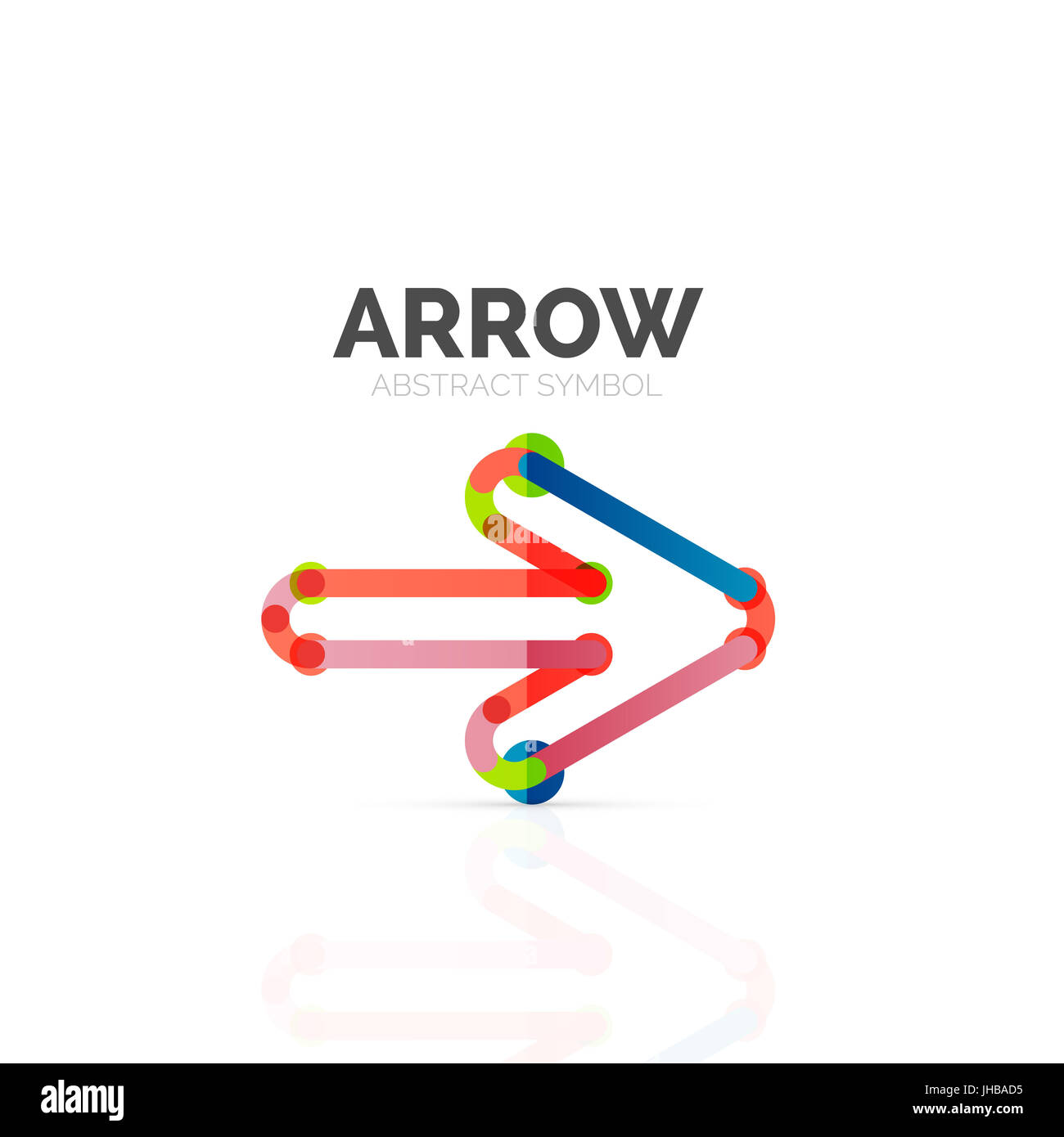 Linear arrow abstract logo, connected multicolored segments of lines in ...