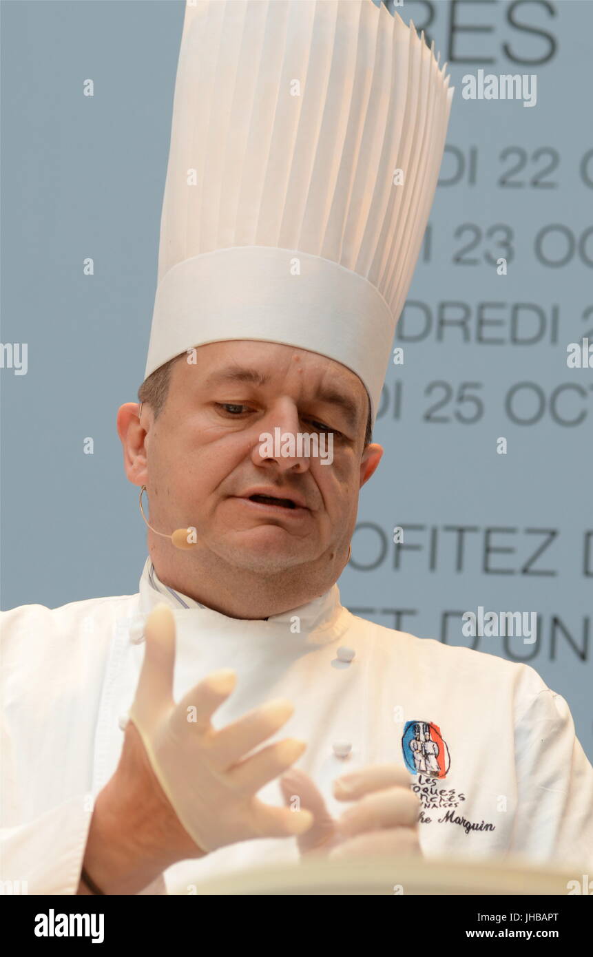 French Chef Christophe Marguin delivers public cooking lesson in Lyon ...